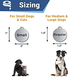 GoTags Paw Print Round Stainless Steel Pet Tag for Dogs and Cats, Personalized with 4 Lines of Custom Engraved ID Name and Number, in Stainless Steel and 15 Colors Small and Large, Glitter Light Pink