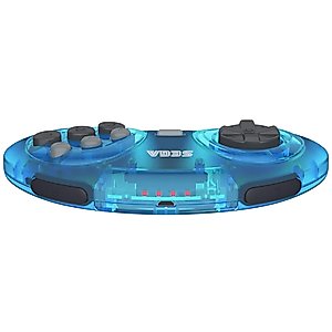 Retro-Bit Official Sega Genesis Bluetooth Controller 8-Button Arcade Pad for Nintendo Switch, Android, PC, Mac, Steam (Clear Blue)