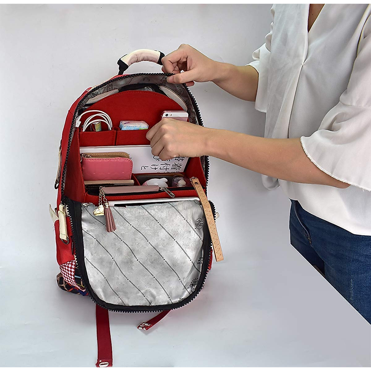 VANCORE Felt Backpack Organizer Insert for Rucksack Handbag Shoulder Bag (Black,Small)