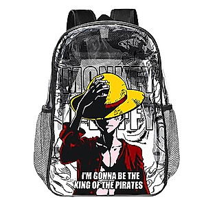 URYLVUG Japanese Anime Clear Backpack, Cosplay PVC Daypack, Heavy Duty See Through Shoulder Bag for Work, Transparent Plastic Bag for Boys Girls-L