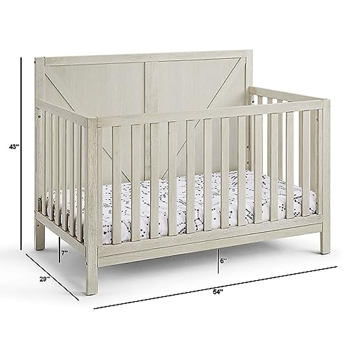 Suite Bebe Barnside 4-in-1 Convertible Crib in Washed Gray