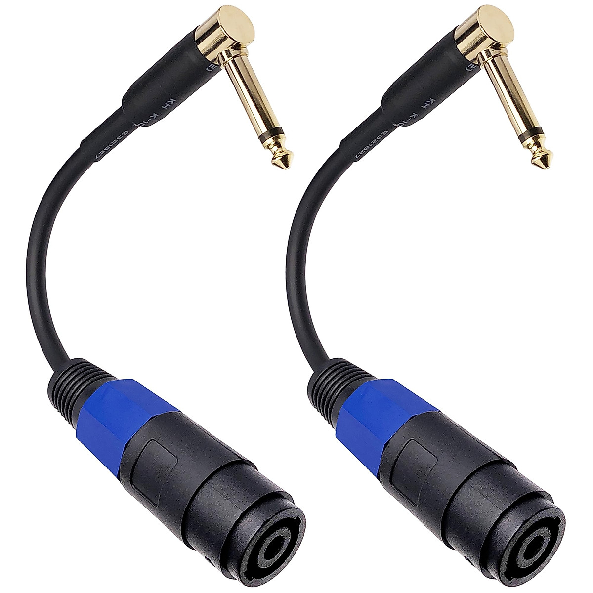 CESS-144 Speakon Female Connector to 1/4" Male TS Speaker Cable - Speak-on Jack to 1/4 TS Plug (Right-Angle Plug)