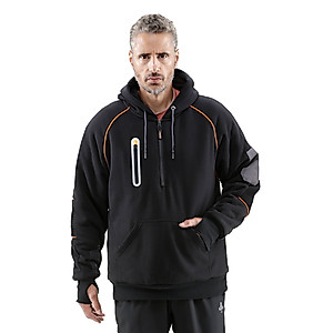 RefrigiWear PolarForce Pullover Sweatshirt, Insulated Hoodie, (Black), (Large)