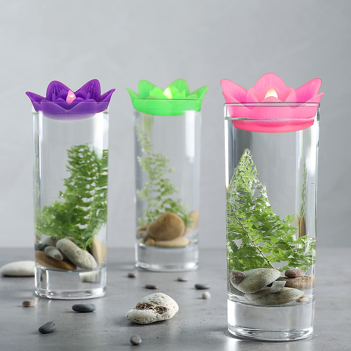 6 Colors Lotus LED Candle Floating Candle Lights Up When It Meets Water Battery Powered Flameless Candle Light Waterproof Night Light for Festival Wedding Home Garden Pond, 12 Pieces