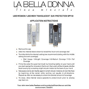 La Bella Donna Natural Mineral Women's Waterproof SPF 50 Powder Sunscreen with Exclusive Dial System Dispensing Brush | NON-NANO | NON-CHEMICAL | REEF SAFE - 5g (Fair Skin)