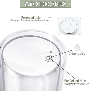 WHEATHUSK 8 Pack Pre Drilled Double Wall Beer Glass Can Shaped Blank Tumblers with Rubber Stopper & Funnel Bamboo Lid & Glass Straws for Snow Globe Glitter DIY 12oz