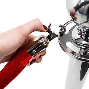 4.5 Foot Red Velvet Rope - 1.5" Rope Barrier with Metal Clips for Ball Top Stanchions by Pudgy Pedro's Party Supplies (Gold)