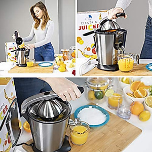 Electric Citrus Juicer Fruit Machines - Stainless Steal Electric Citrus Jucers Machine Fruit Squeezer Orange Lemon Lime Electric Citrus Juicers Extractor With Anti - Drip Citrus Press 300 Watt Motor
