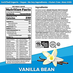 Orgain Organic Nutritional Vegan Protein Shake, Vanilla Bean - 16g Plant Based Protein, Meal Replacement, 21 Vitamins & Minerals, Fruits & Vegetables, Gluten Free, Non-GMO, 11 Fl Oz (Pack of 4)