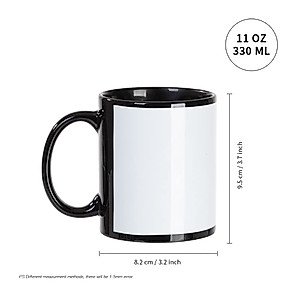 PYD Life 8 Pack Sublimation Coffee Mugs Blanks Black with White Patch 11 OZ Ceramic Photo Mugs Cups Bulk for Cricut Mug Press Print