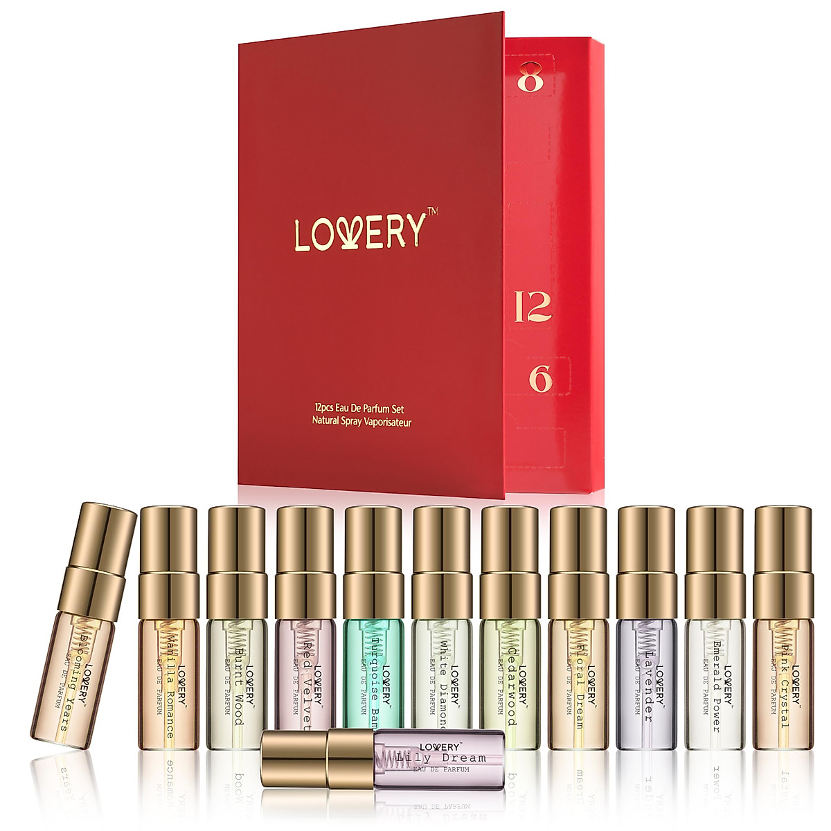 LOVERY Gifts for Women, Perfume Sampler for Women, 12pc Perfumes for Women and Men, Fragrance Sets, Floral Perfume Samplers for Travel - Birthday Gifts for Women, Gifts for Mom from Daughter