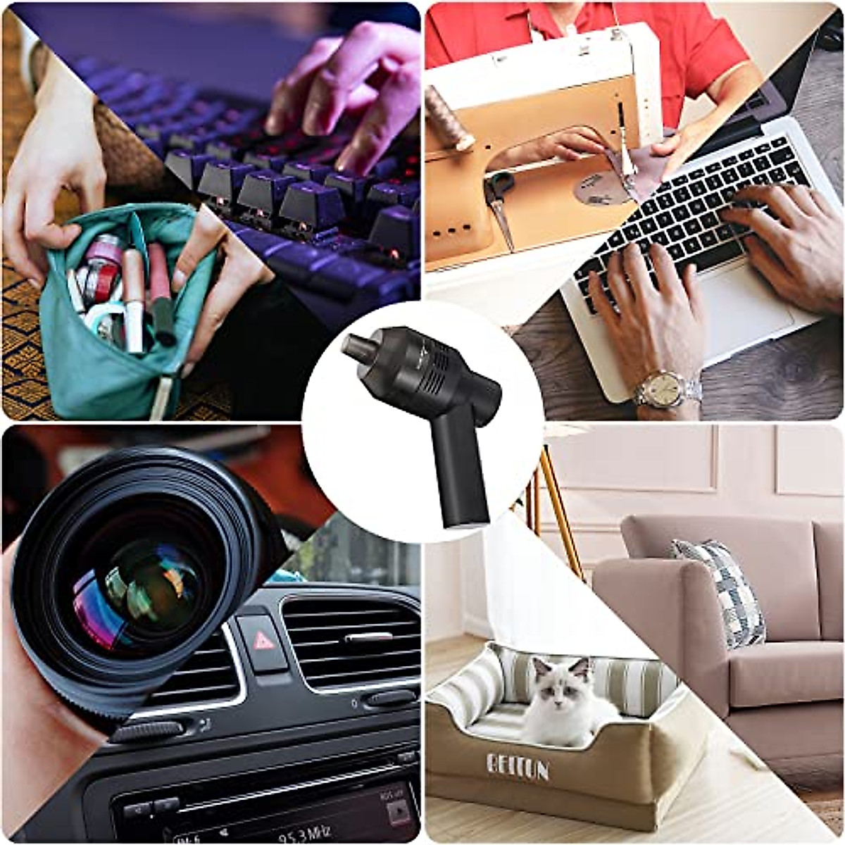 Keyboard Cleaner Powerful Rechargeable Mini Vacuum Cleaner, Cordless Portable Vacuum-Cleaner Tool for Cleaning Dust, Hairs, Crumbs, Scraps for Laptop, Piano, Computer, Car, Makeup Bag, Pet House