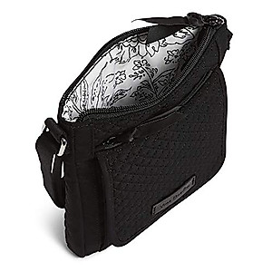 Vera Bradley Women's Microfiber Mini Hipster Crossbody Purse With RFID Protection, Black, One Size