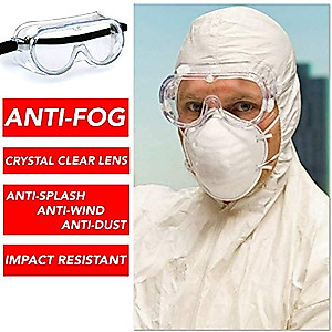 grinderPUNCH Protective Clear Safety Goggles with Vents, Lightweight and Adjustable Elastic Strap
