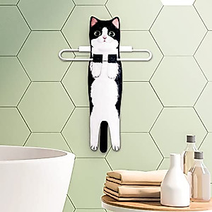 Hawgiman Hand Towels for Bathroom Kitchen,Cute Cat Quick-Dry Hanging Hand Towels Decorative for Bathroom Face Towels,Funny Gifts for Cat Lovers (Black-White)