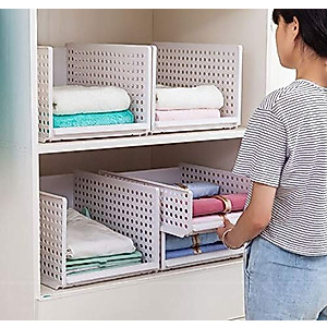 HomeDecoGoods Sturdy Simple Plastic Storage Drawers, Stackable Small Large Sliding Basket Organizer Drawer, White - Storage Drawers Organizer Using for Office, Kitchen, Living Room (Small)