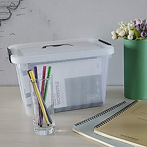 Anbers 12 Quart Clear Plastic Bin with Lid, Latching Box with Handle, Set of 1