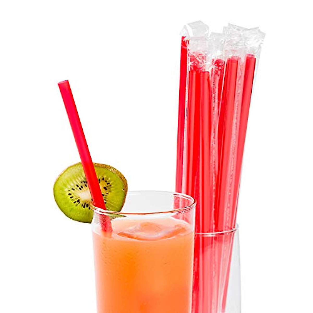 AmerCare 9 Inch Giant Red Poly Wrapped Straws, Case of 7200