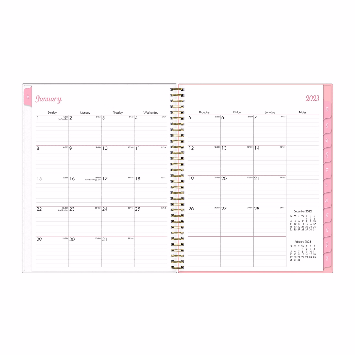 Blue Sky 2023 Weekly and Monthly Planner, January - December, 8.5" x 11", Frosted Cover, Wirebound, Mimi Pink (137264-23)