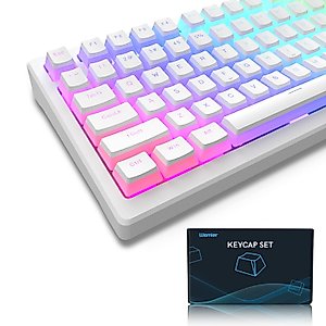 Womier Pudding Keycaps, PBT Keycaps 165 Keys Set Custom Keycap Set, Shine Through Keycaps OEM Profile, Universal Compatiability for 100%, 75%, 65%, 60% Keyboard-White