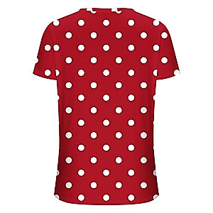 Cute Summer Tops for Women Polka Dots V Neck Short Sleeve Blouse Comfy Casual Regular Fit T Shirts 2024 Trendy Clothes Red