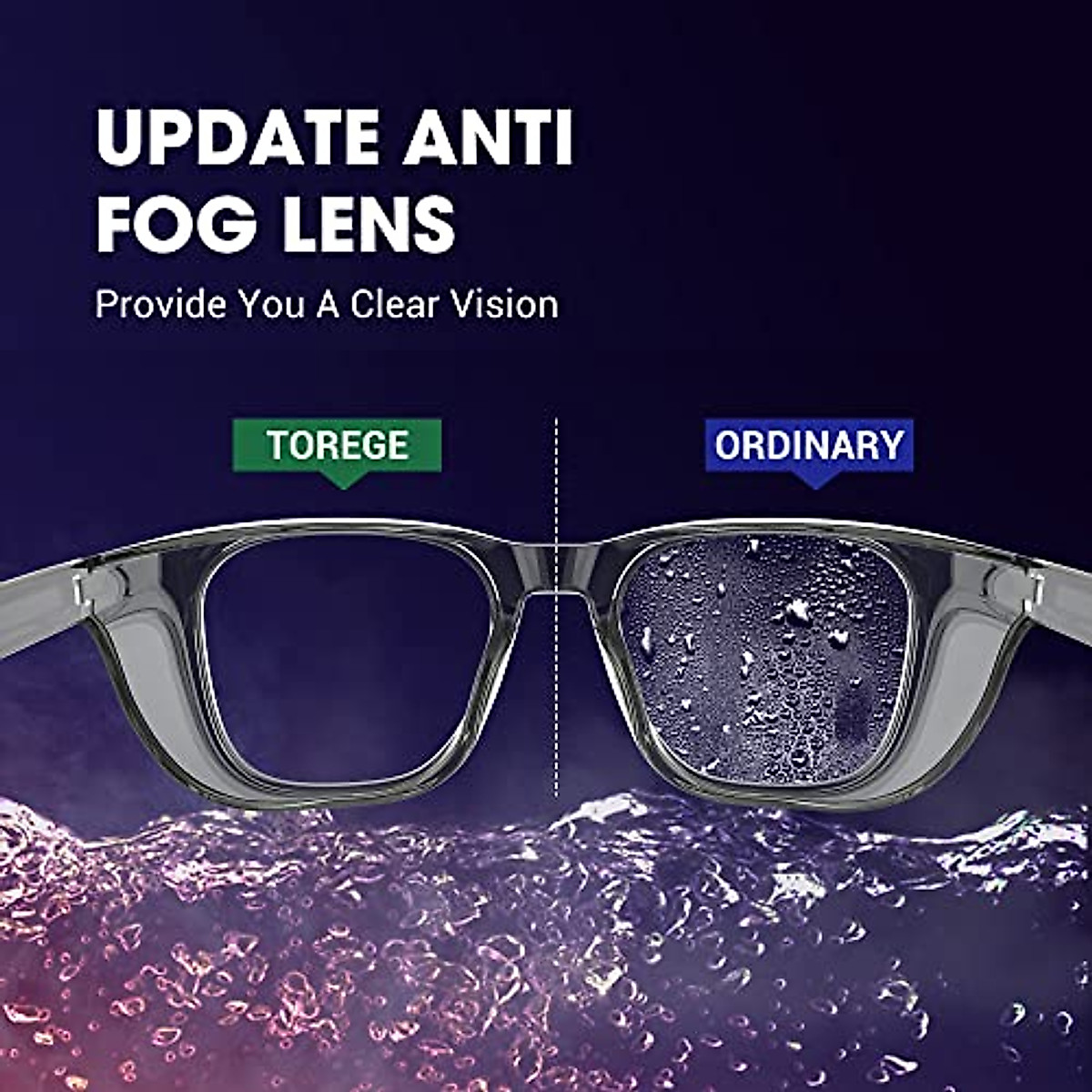 TOREGE Clear Safety Glasses Anti-Fog, Stylish Safety Goggles Eye Protection Glass With Scratch Resistant & Anti-Blue Light Lens, Lab Goggles Protective Eyewear For Men Women(C2-Grey&Clear Lens)