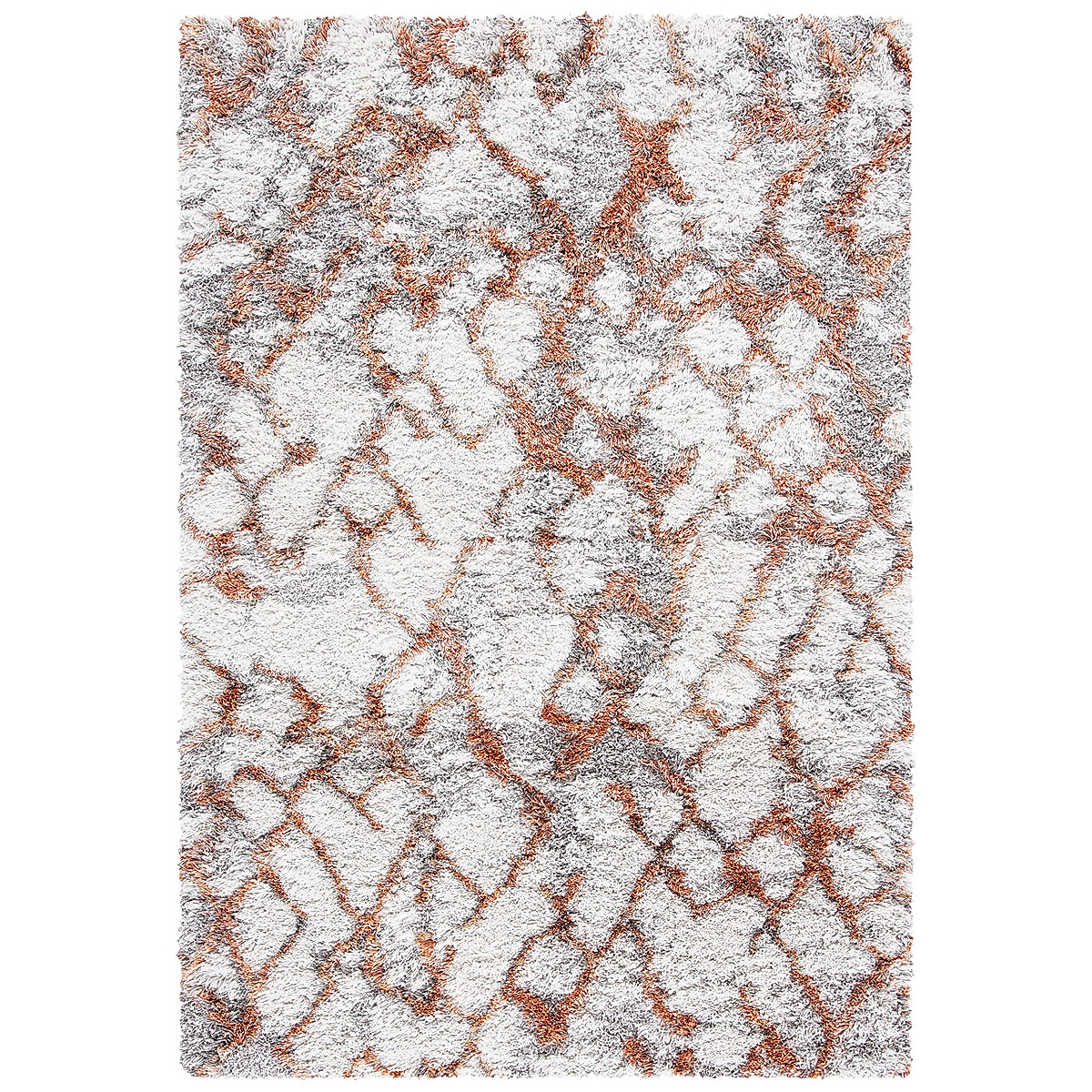 SAFAVIEH Horizon Shag Collection Area Rug - 8' x 10', Ivory & Rust, Modern Abstract Design, Non-Shedding & Easy Care, 2.5-inch Thick Ideal for High Traffic Areas in Living Room, Bedroom (HZN894P)