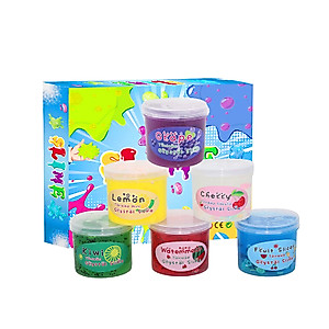 Kayswang Slime Kit Butter Slime Cloud Slime DIY Kiwi Cherry Peachybbies Slime Butter Slime Kit for Girls, Education Party Favor Gift and Birthday, Fluffy Slime kit for Boys Slime Kits, Soft (6 Colors)