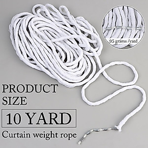 10 Yard Extra Heavy Sausage/Rope Lead Beads Weight Cord Rope Curtain Accessories for Light Weight Sheer Curtain Drapes Fabrics Weighted Tape Cording DIY Fabric Covered (95g Per Yard)