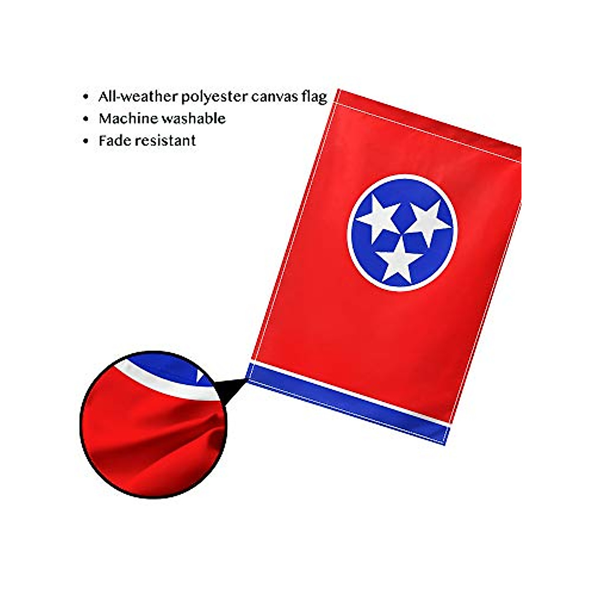 Tennessee State Flag, Double Sided Seasonal Garden Flag for Outside, Double Stitched Patio Decorative Yard Lawn Banner for All Seasons, 18"x12", Red Blue