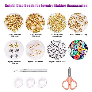 Ybxjges 22400Pcs Clay Beads Bracelet Making Kit,168 Colors Polymer Clay Beads Kit, Flat Heishi Beads for Girls 8-12, with Letter Beads Pendant Charms Kit for Preppy, Gifts, DIY Crafts