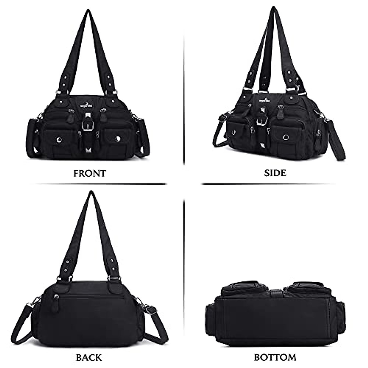 Angel Kiss Crossbody Purses for Women Shoulder Bag Multipocket Soft Hobo Purses Removable Strap Leather Handbags