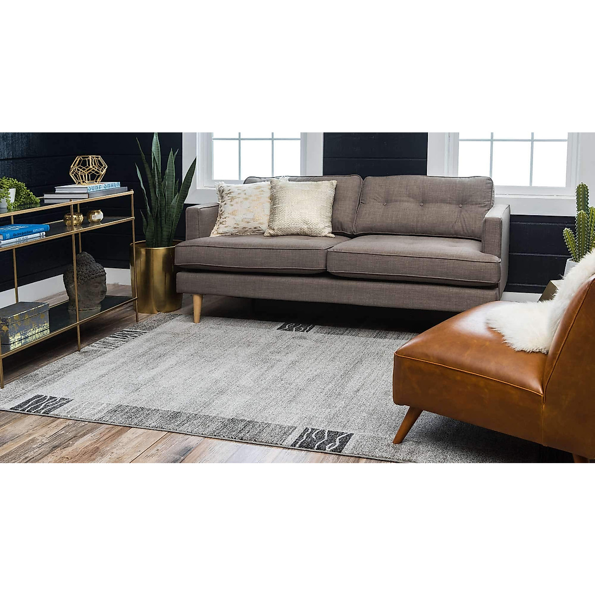 Unique Loom Del Mar Collection Area Rug - Sarah (5' 1" x 8' Rectangle, Light Gray/ Gray)