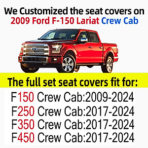 Aierxuan Car Seat Covers Front Set with Waterproof Leather Automotive Vehicle Cushion Cover for Cars SUV Pickup Truck Fit for 2009 to 2024 Ford F150 Carhartt and 2017 to 2024 F250 F350 F450