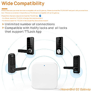 G2 Wi-Fi Gateway Bluetooth Gateway for TTLock, Gateway for Smart Door Lock, Wi-Fi Bridge, G2 Hub, Remote Control Smart Fingerprint Lock, Work with Alexa Voice Control