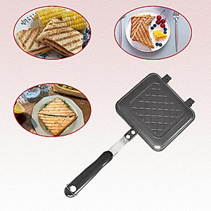 HningBuyox Sandwich Maker, Grilled Panini Maker Pan with Non-Stick Plates, Stovetop Toasted Sandwich Maker Press Aluminum Flip Cheese Maker Pan for Home Kitchen Breakfast Camping