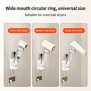 DLENP Adjustable Hands Free Hair Dryer Holder, Wall Mounted Blow Dryer Stand Rack with Cable Hanger, Flexible Lazy Hair Dryer Holder Bathroom Organizer