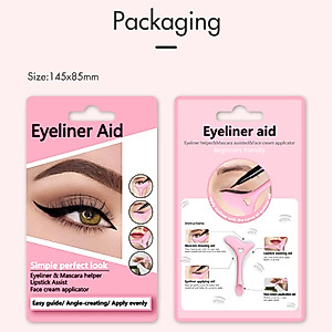 Eyeliner Stencils 4Pcs Reusable Silicone Eyeliner Aid Winged Eyeline Tip Multifunctional Eye Makeup Tool Kit Mascara Shield Eyelash Eyebrow Eyeshadow Lipstick Applicator Guide Tool（Pink）
