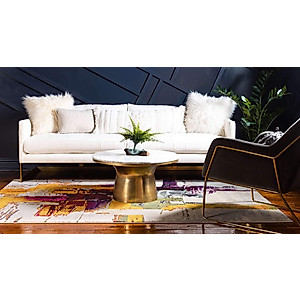 Unique Loom Estrella Collection Bright Colors, Geometric, Abstract, Modern Area Rug, 9 ft x 12 ft, Beige/Yellow