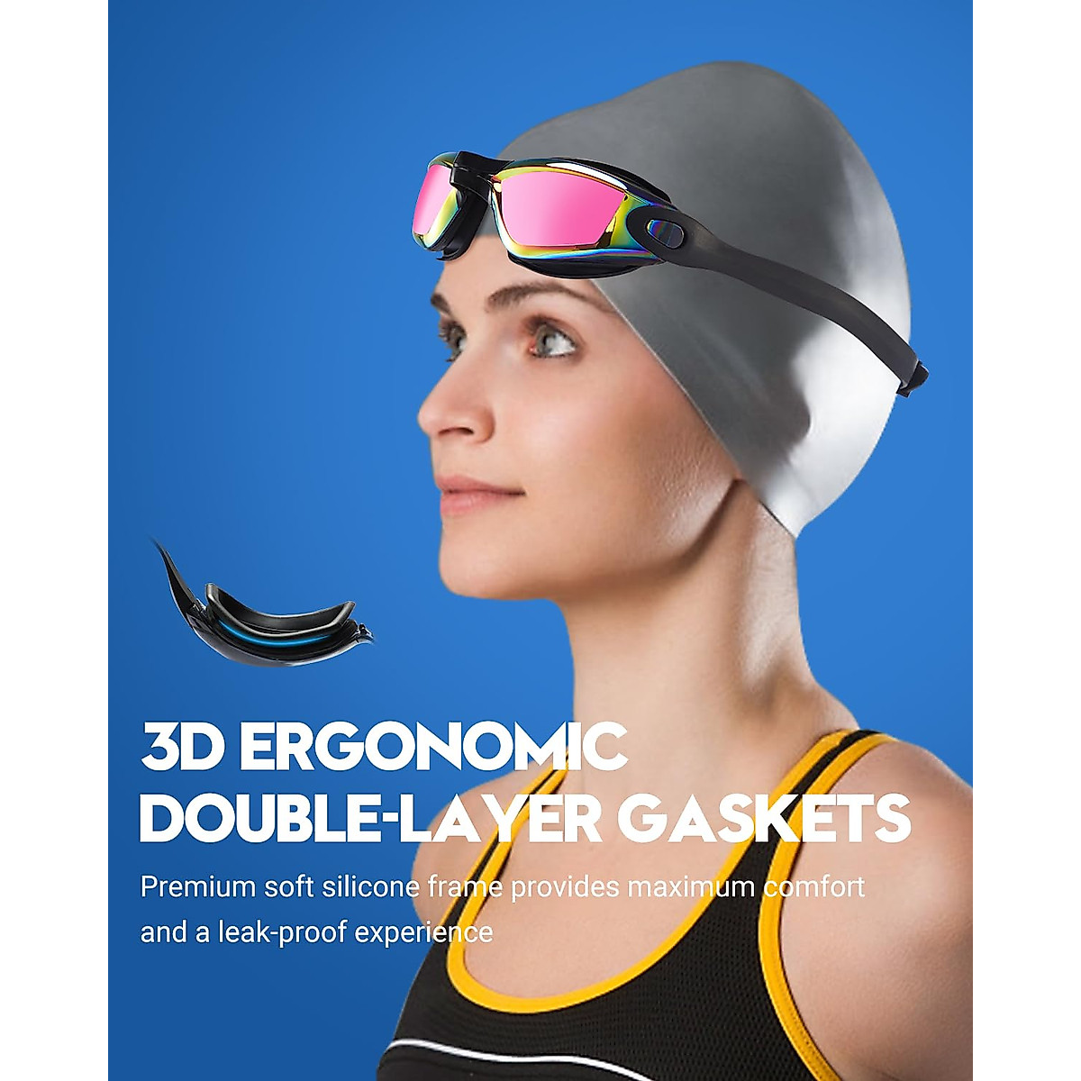 Vorshape Swim Goggles Pack of 2 Swimming Goggle No Leaking Adult Men Women Youth, Aqua & Black Pink, Anti Fog