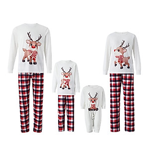 OAKFashion Christmas Family Pajamas Holiday Christma Pajama Family Matching Pjs Set Cute Sleepwear Elk Xmas Jammies for Couples Youth(#A311, Dad, XL)