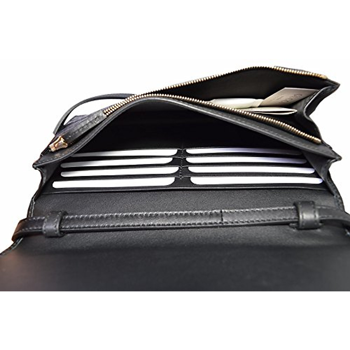 Gucci Women's Leather Micro GG Guccissima Mini Crossbody Wallet Bag Purse (Black)