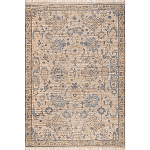 Rugs USA x Lauren Liess Marigold Vintage Tasseled Area Rug, 6x9, Sand