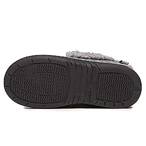 Lucky Brand Boy's Faux Wool A-line House Shoes for Kids, Memory Foam Slippers, Grey, 9/10