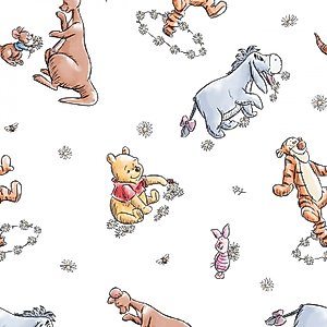 Springs Textiles Winnie The Pooh Fabric Classic Pooh & Friends in White 100% Cotton Fabric by The Yard, 44 Inches