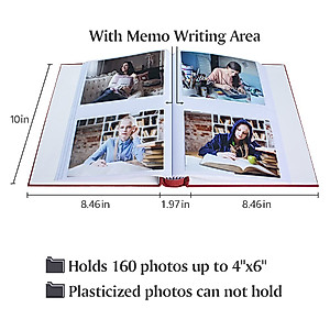 Photo Album 4x6 - Picture Album 160 Slots of Horizontal and Vertical Photo Slots, Album Cover is Designed with Linen Cotton, Great for Wedding, Anniversary, Baby, Family (Grey)