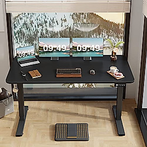 Furmax Electric Height Adjustable Standing Desk Large 55 inch Sit Stand up Desk Home Office Computer Desk Memory Preset with T-Shaped Metal Bracket, Black