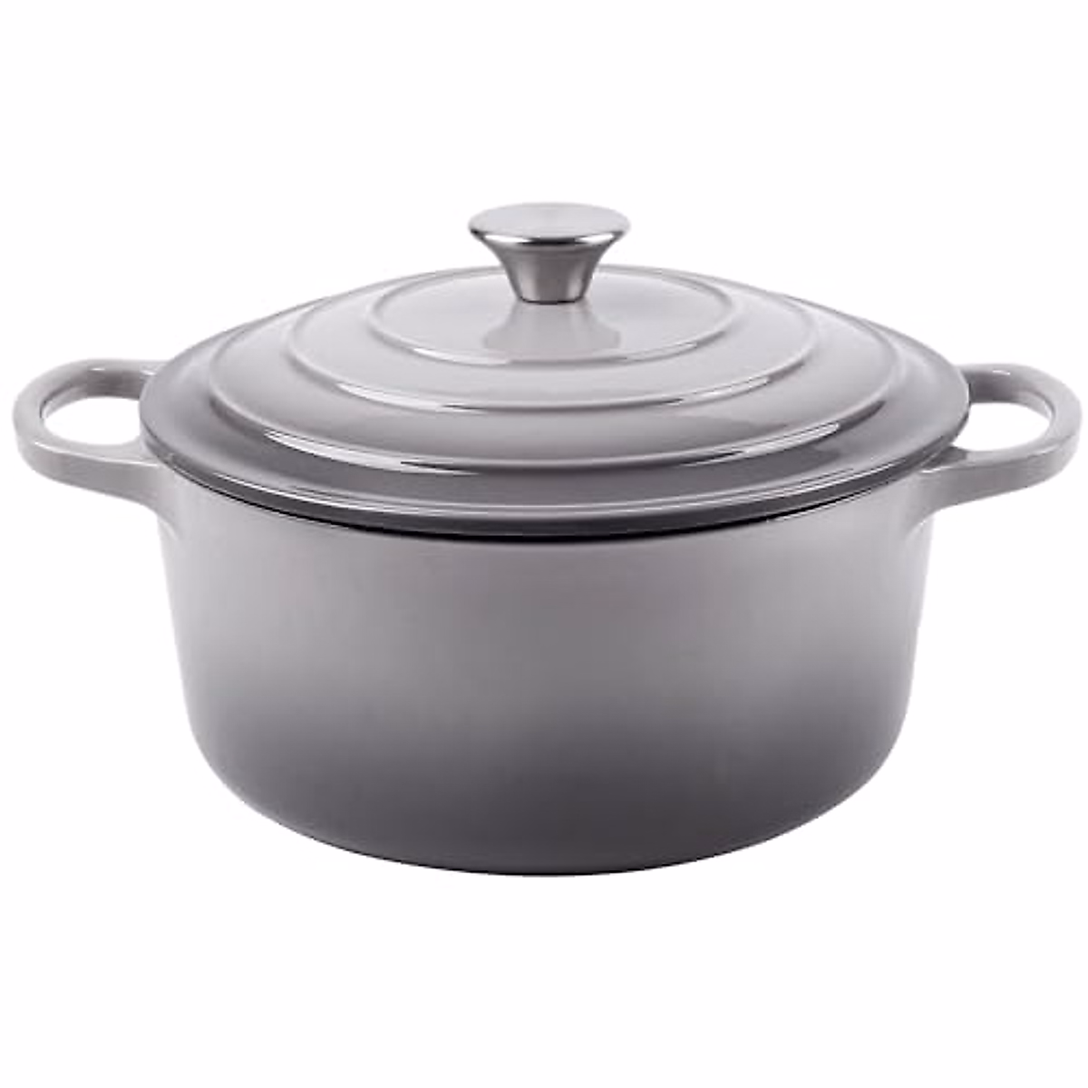 Alathote 6 Quart Enameled Cast Iron Dutch Oven with Lid - Big Dual Handles - Oven Safe up to 500°F - Classic Round Pot for Versatile Cooking Light Gray