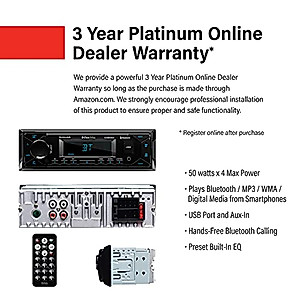 BOSS Audio Systems 609UAB Multimedia Car Stereo - Single Din, Bluetooth Audio and Hands-Free Calling, Built-in Microphone, MP3 Player, No CD/DVD Player, USB Port, AUX Input, AM/FM Radio Receiver