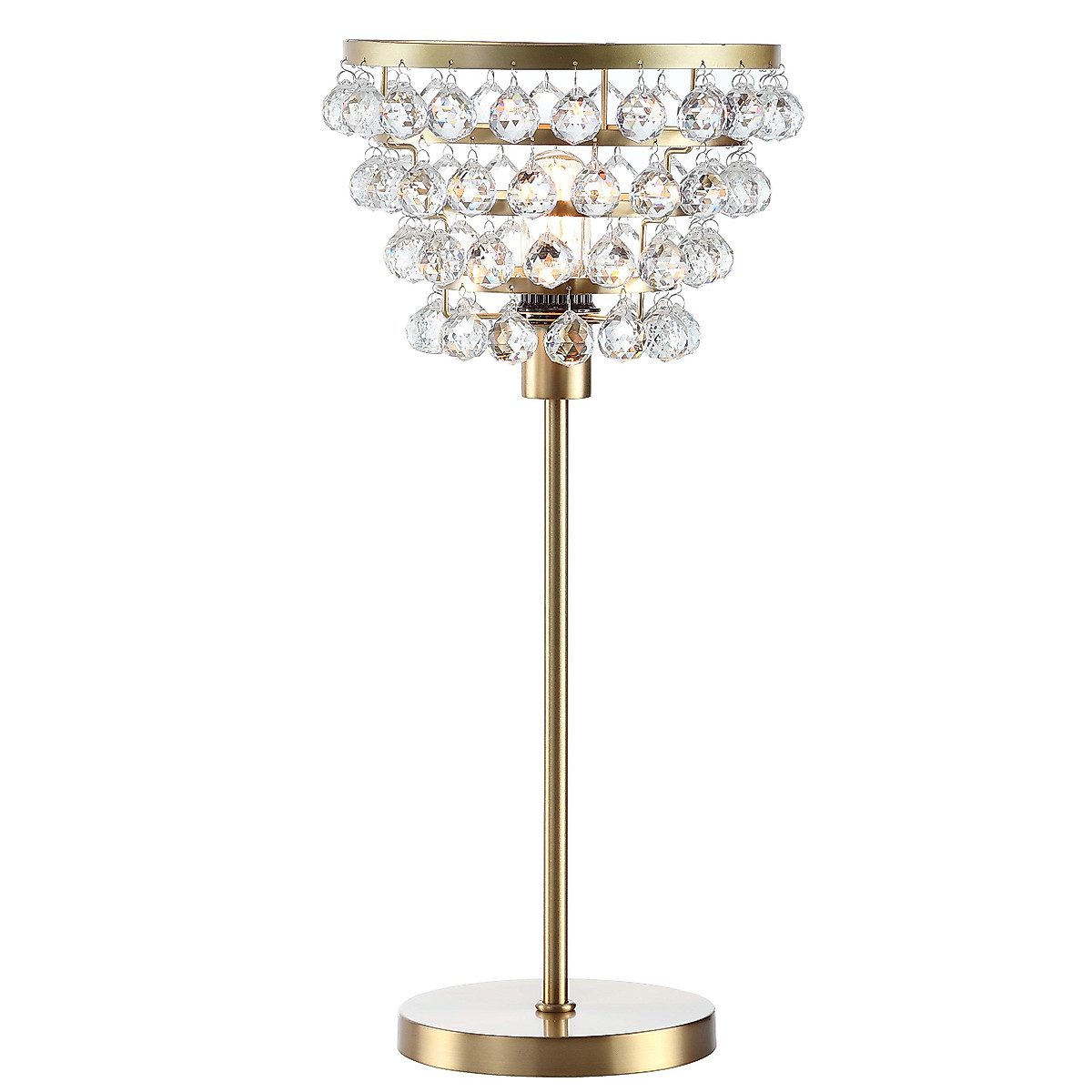 JONATHAN Y JYL9004B Buckingham 25" Crystal/Metal Table Lamp Modern Contemporary Bedside Desk Nightstand Lamp for Bedroom Living Room Office College Bookcase, Brass Gold